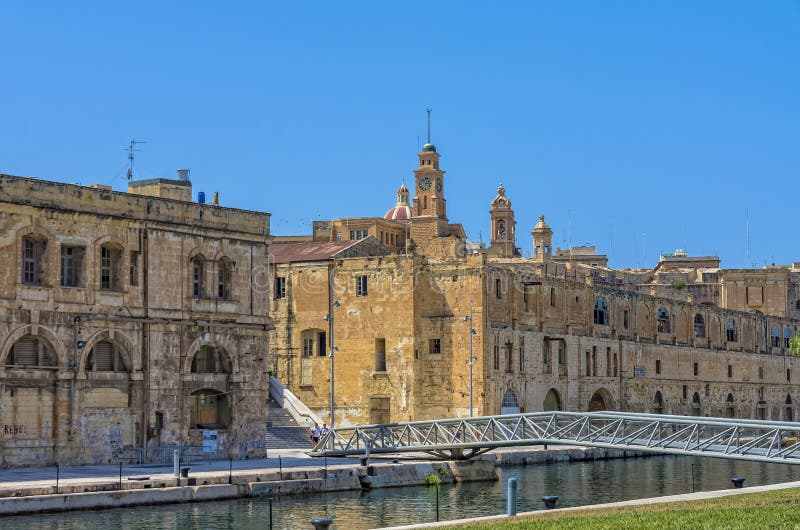 The Old Dock Building at Bormla (Cospicua) Waterfront. Malta. Stock ...