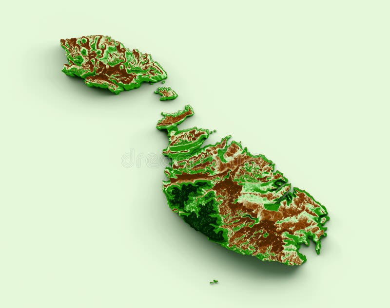 Malta Topographic Map 3d Realistic Map Color 3d Illustration Stock ...