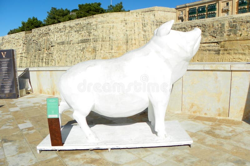Malta, Valletta, Pig Sculpture Editorial Photography - Image of mare ...