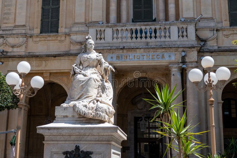 Malta, Valletta, Statue of Queen Victoria in Front of the Library ...
