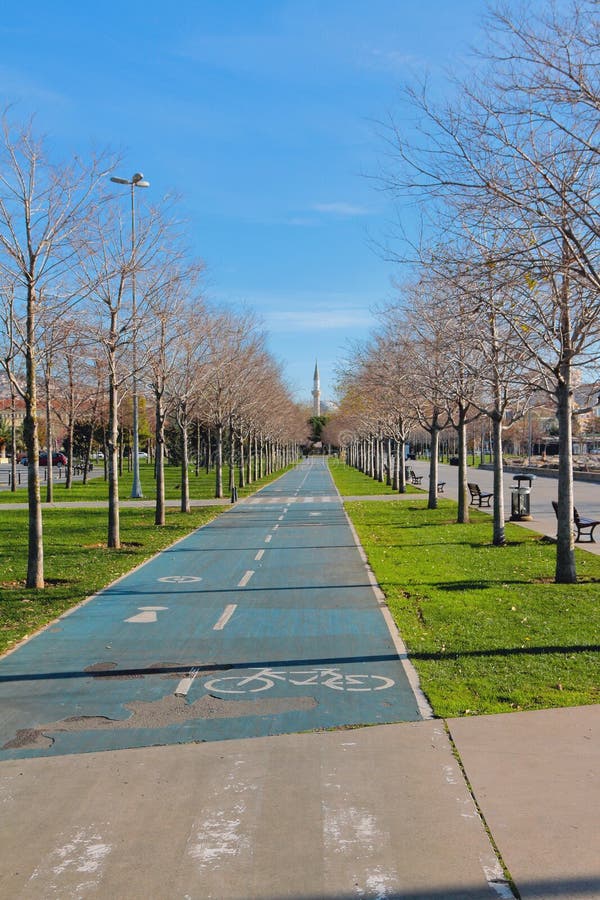 Bicycle Path in Coastal Park "Sahil Park?". Maltepe, Istanbul, Turkey ...