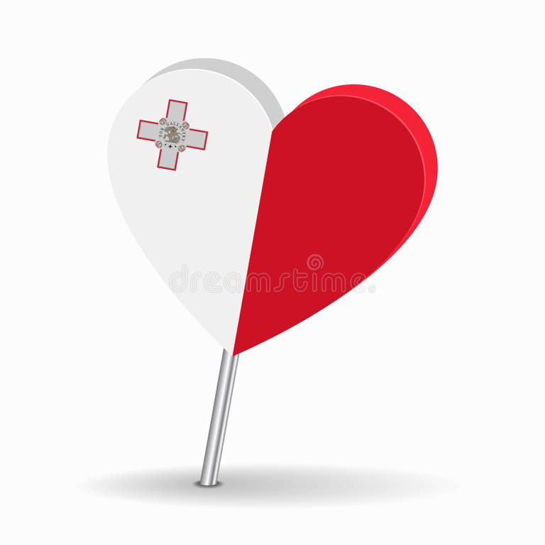Maltese Flag Heart-shaped Map Pointer Layout. Vector Illustration ...