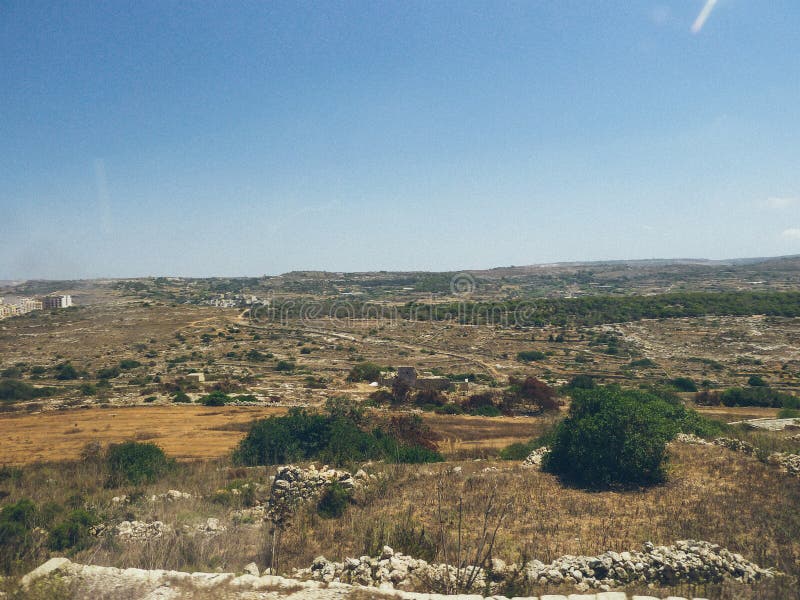 Maltese Inner Part with Fields Stock Photo - Image of geology ...