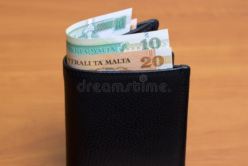 Maltese Lira in the Black Wallet Stock Image - Image of lira, economy ...