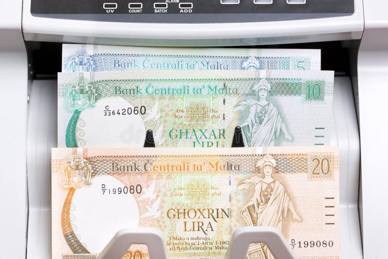 Maltese Lira in the Counting Machine Stock Image - Image of counting ...