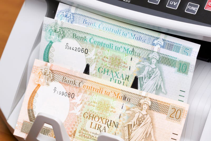 Maltese Lira in the Counting Machine Stock Image - Image of lira, count ...