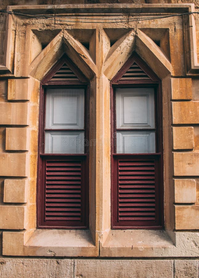 Maltese Old Blue Window with Curtains, Malta Stock Photo - Image of ...