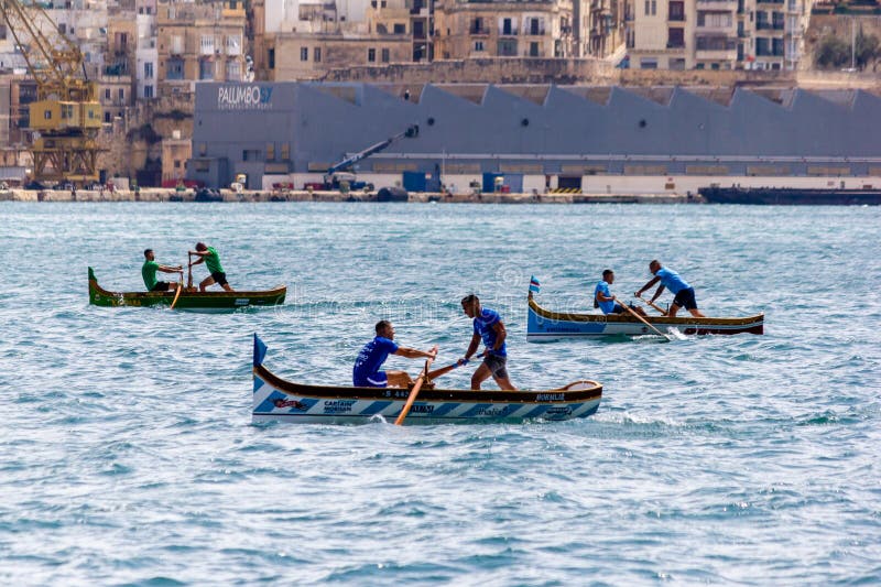 The Maltese rowing Regatta editorial image. Image of coastline - 290609685