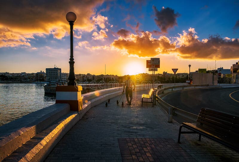 Maltese sunset editorial stock image. Image of house - 90827784