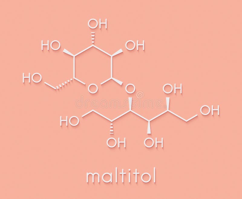 Maltitol Sugar Alcohol Sweetener Molecule. Atoms are Represented As ...