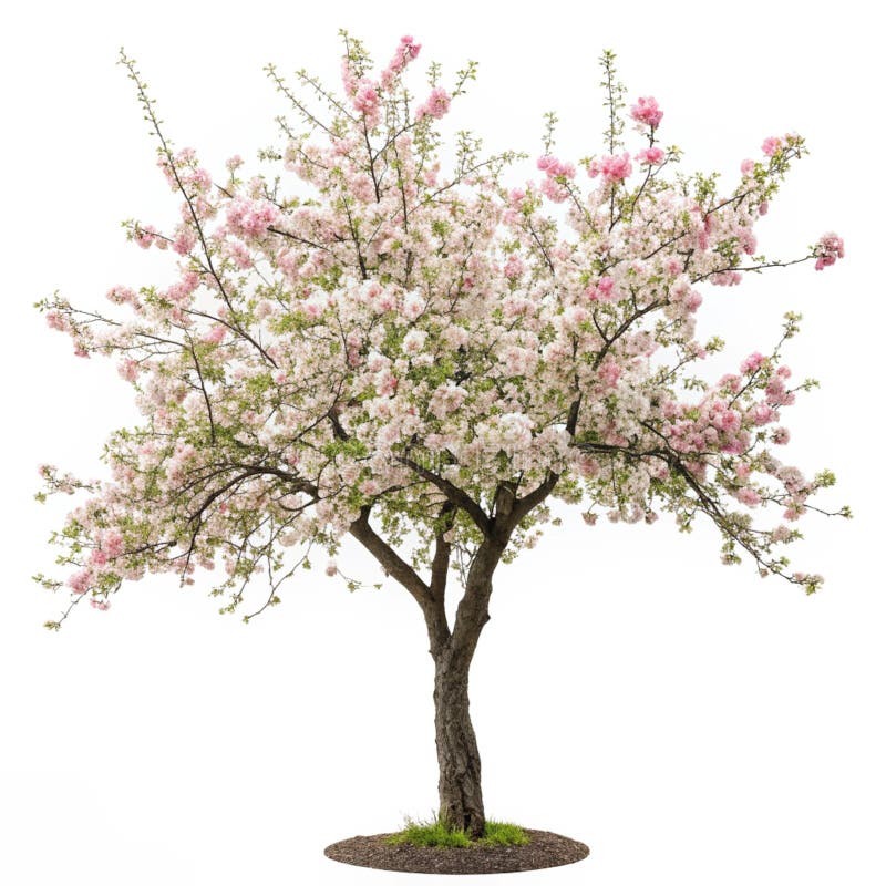 Malus Halliana Tree Isolated on White Background Stock Illustration ...