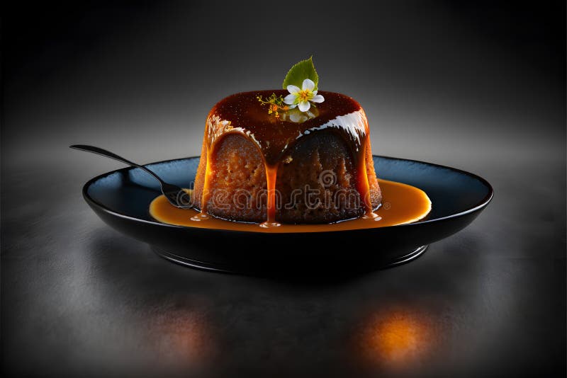 MALVA PUDDING on Black Background Created with Generative AI Technology ...