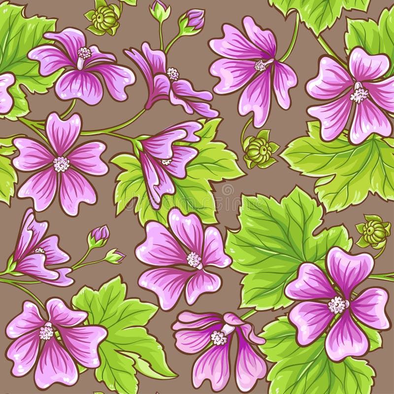 Flower Malva Sylvestris Botanical Stock Illustrations – 45 Flower Malva ...
