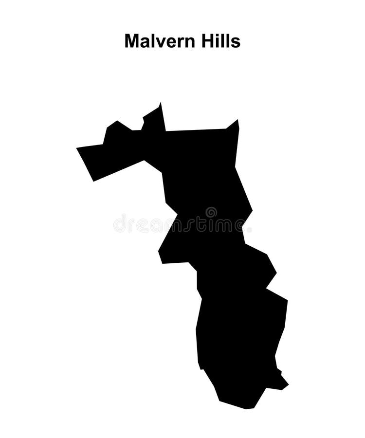 Malvern Hills outline map stock vector. Illustration of silhouette ...