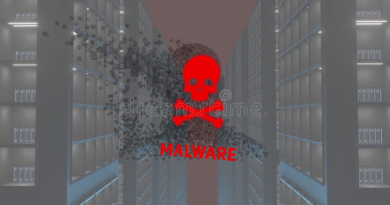 Malware Alert Over Digital Image of Head in Data Center Stock Image ...
