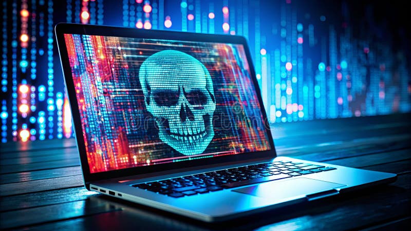 Malware Attack Distorted Computer Screen Shows Signs of Intrusion Stock ...