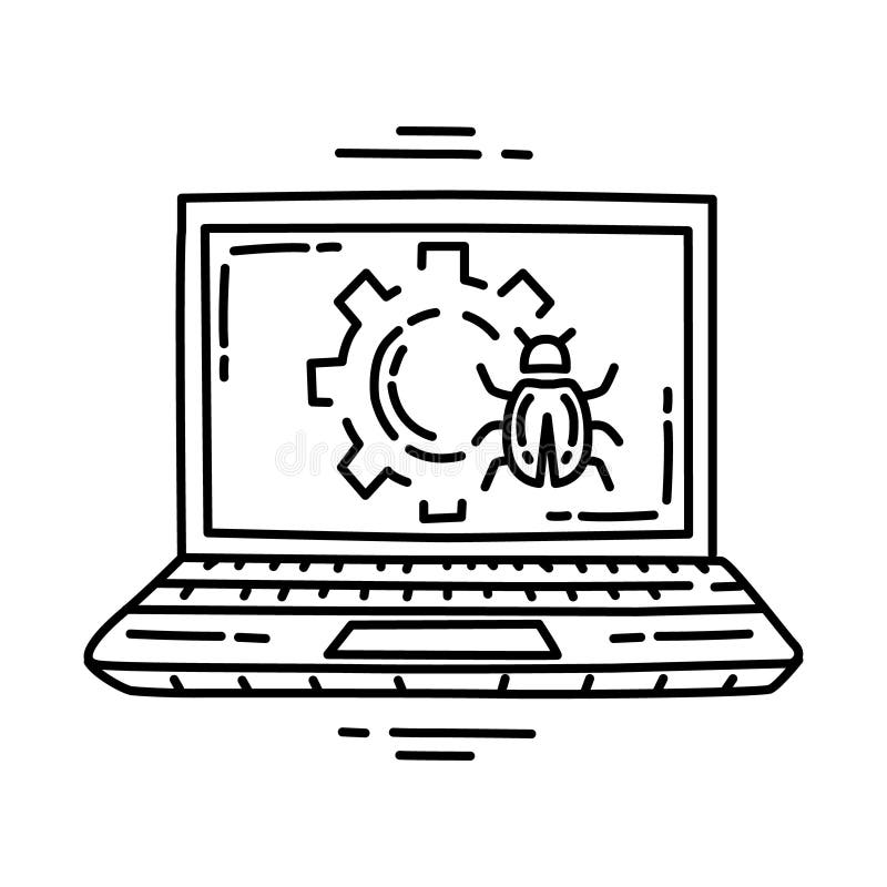 Malware Computer Icon. Doodle Hand Drawn or Outline Icon Style Stock Illustration - Illustration ...