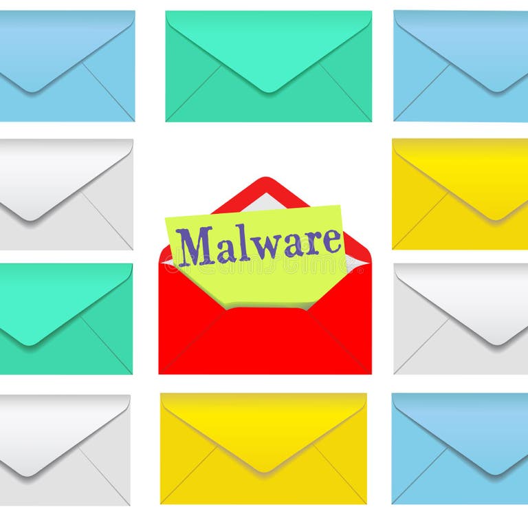 Malware Email Open Envelope Security Risk Stock Vector - Illustration ...