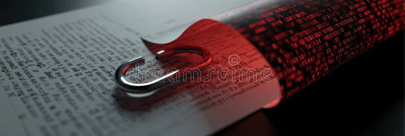 3D Malware File Transforming into a PDF Attachment on a Blank Surface with a Red Visual Effect ...