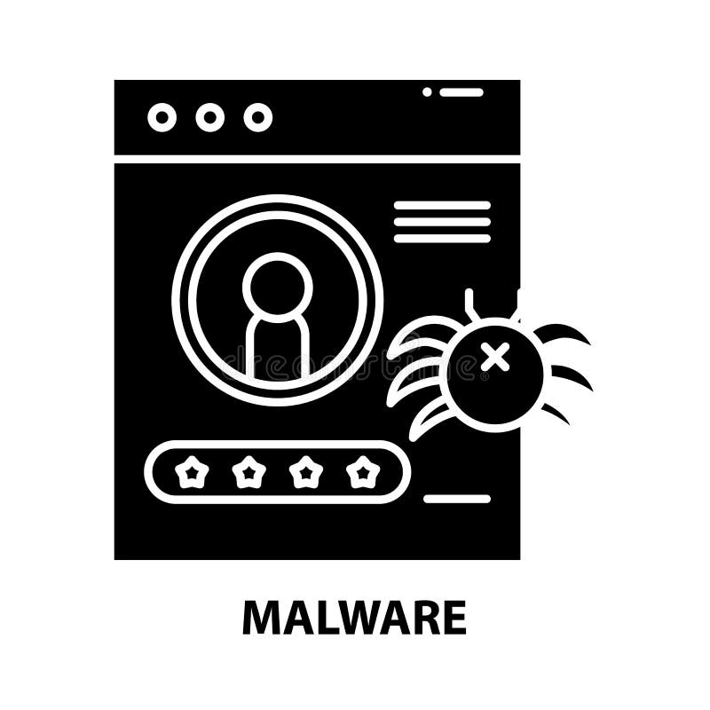 Malware Icon, Black Vector Sign with Editable Strokes, Concept ...