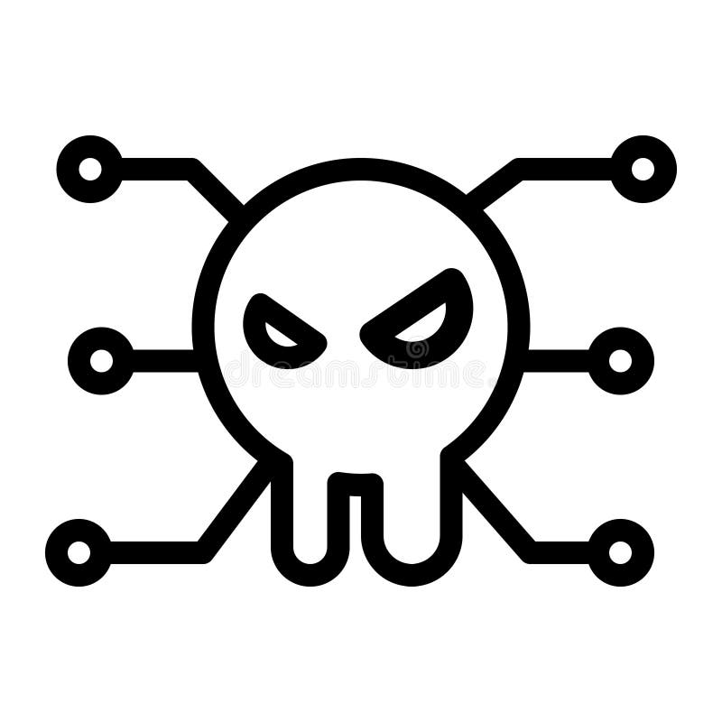 Malware Icon, Outline Black Style Stock Illustration - Illustration of ...