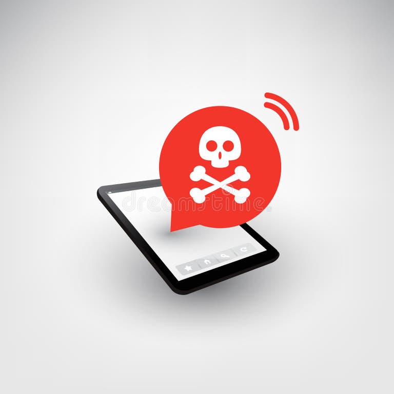 Malware Infection Warning Speech Bubble on Tablet PC or Mobile Phone ...