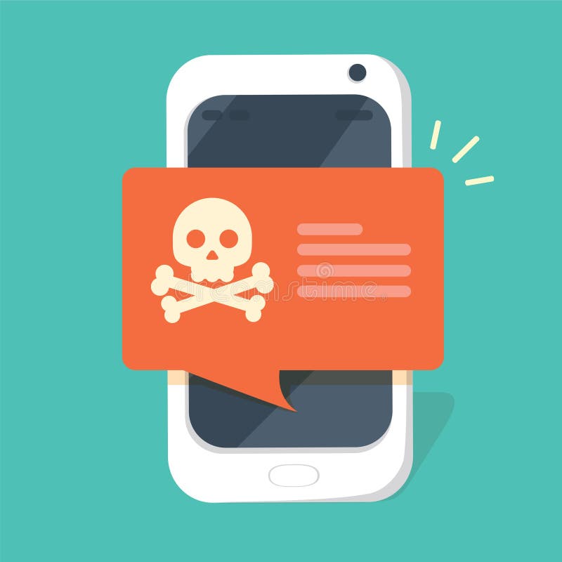 Malware Notification on Smartphone Vector, Flat Style Mobile Phone with ...