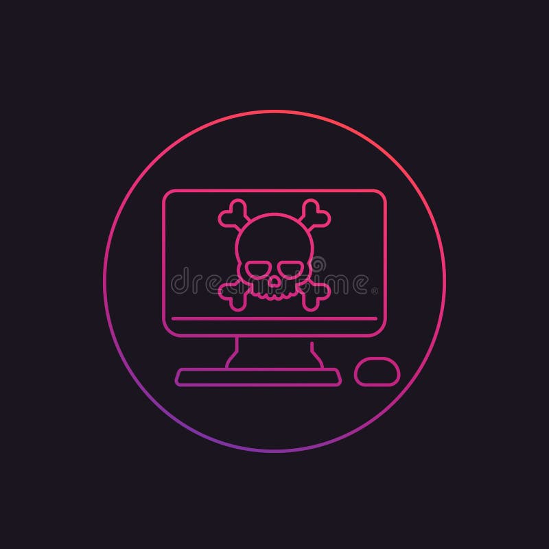 Malware, Online Scam, Computer Virus Linear Icon Stock Vector ...