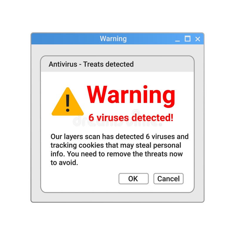 Malware Popup Notification. Danger Banner on Computer Stock ...