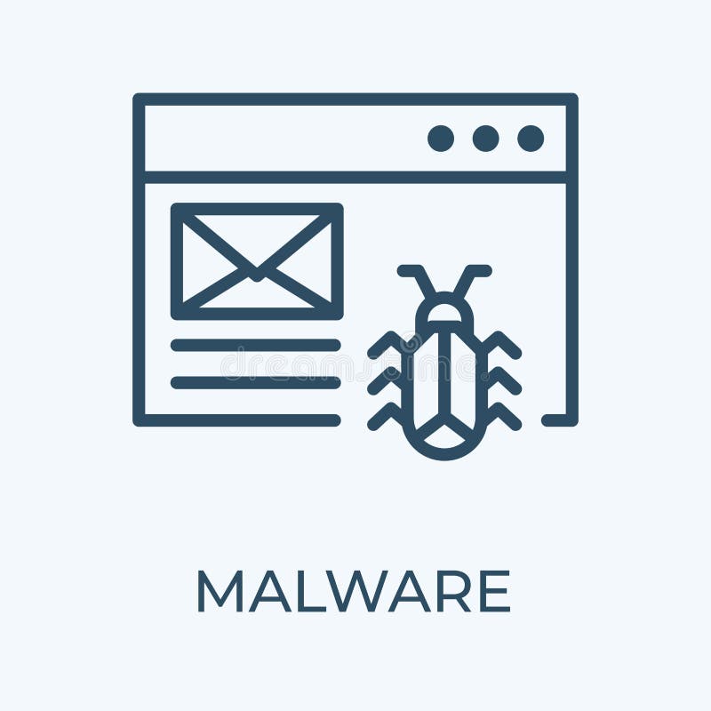 Malware or Scam Mail Editable Stroke Thin Vector Line Icon Stock Vector ...