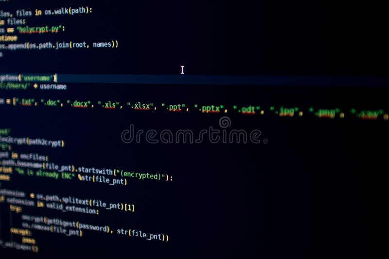 Malware Source Code Encrypt Specific Type of Files Stock Image - Image ...
