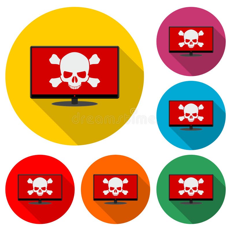 Malware, Spam, Online Scam, Computer Virus Icon or Logo, Color Set with ...