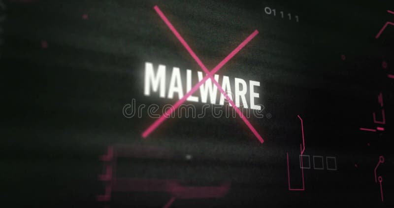 Malware Text Image Over Dark Background with Binary Code Stock ...