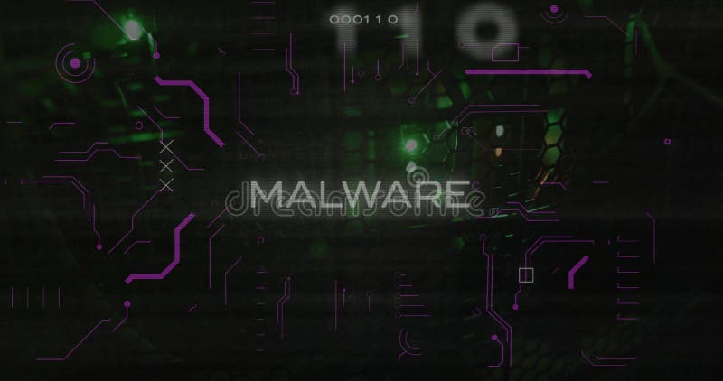 Malware Text Image Over Digital Code and Green Lights Background Stock Image - Image of ...