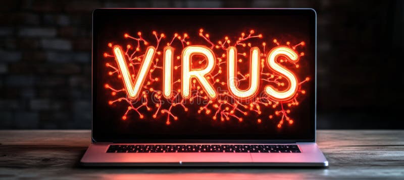 Malware Virus Warning Concept through Illuminated Screen, Highlighting ...