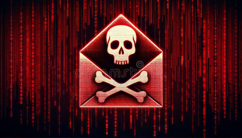 Malware Warning in Red Digital Rain Backdrop Stock Illustration ...