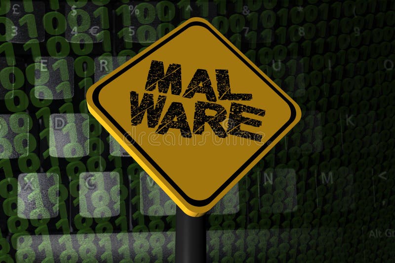 Malware Warning Sign on Binary Code Stock Illustration - Illustration ...