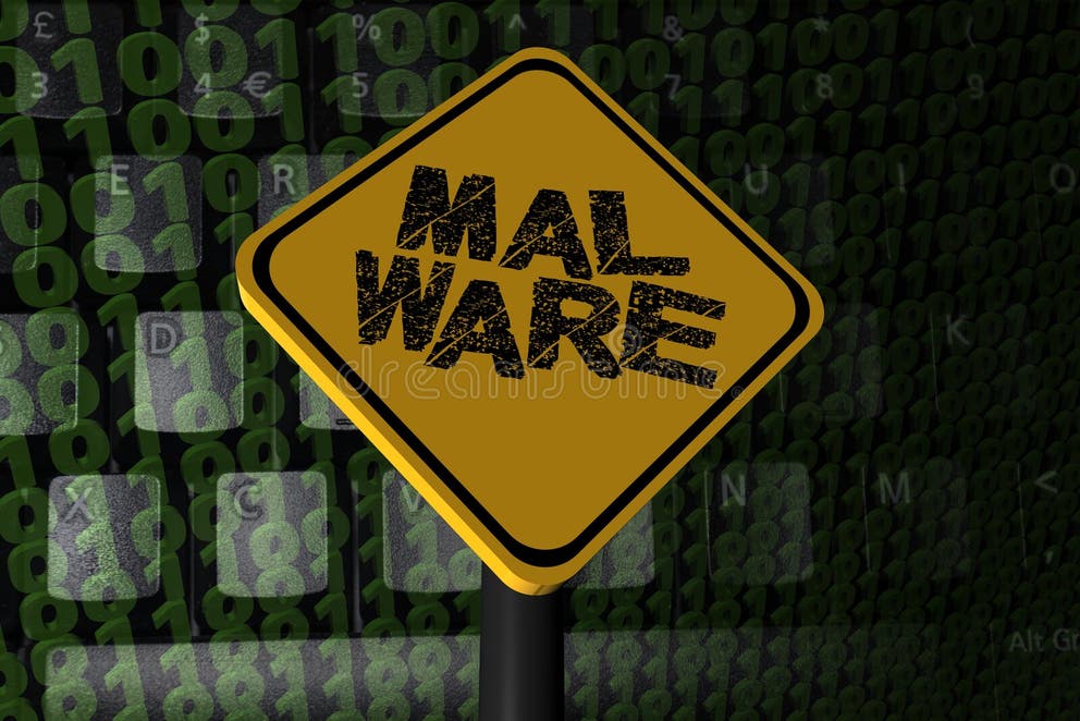 Malware Warning Sign on Binary Code Stock Illustration - Illustration ...