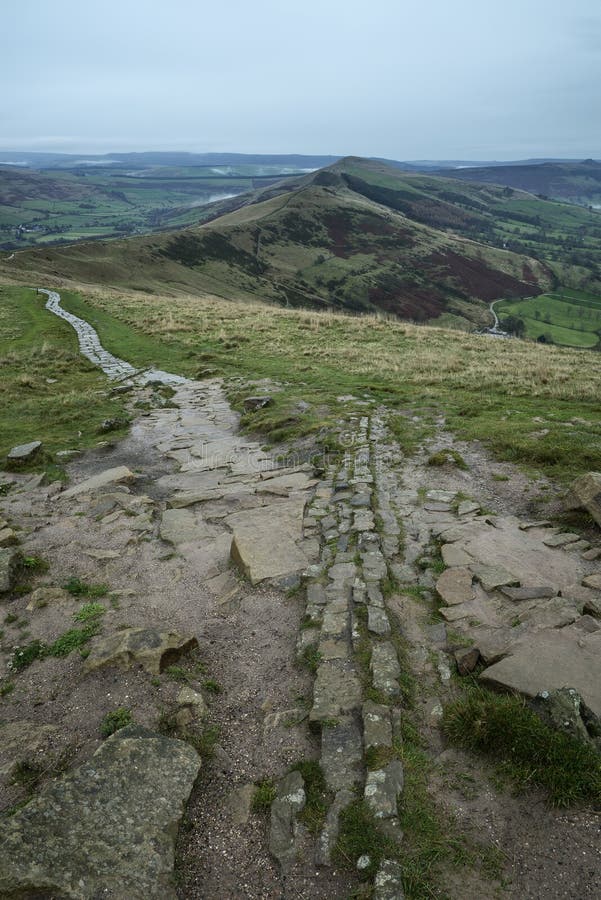 Mam Tor Autumn Landscape in Morning in Peak District Stock Photo ...
