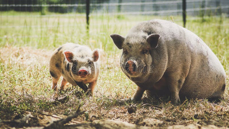 Mama and Baby Pig in the Sun Stock Image - Image of farm, farmlife ...