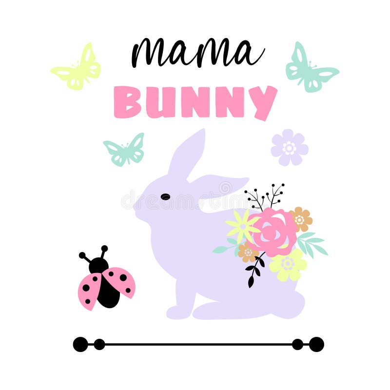 Mama Bunny - Cute Easter Bunny Design. Pastel Colors, Flat Design ...