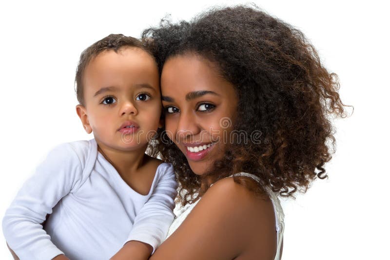 Maman Africaine Avec Le Fils Photo Stock Image Du Mignon Isolement