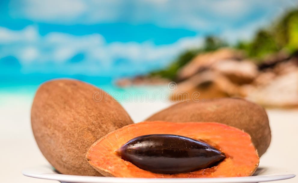 Mamey Sliced Fruit Close Up Stock Photo - Image of healthy, fresh ...
