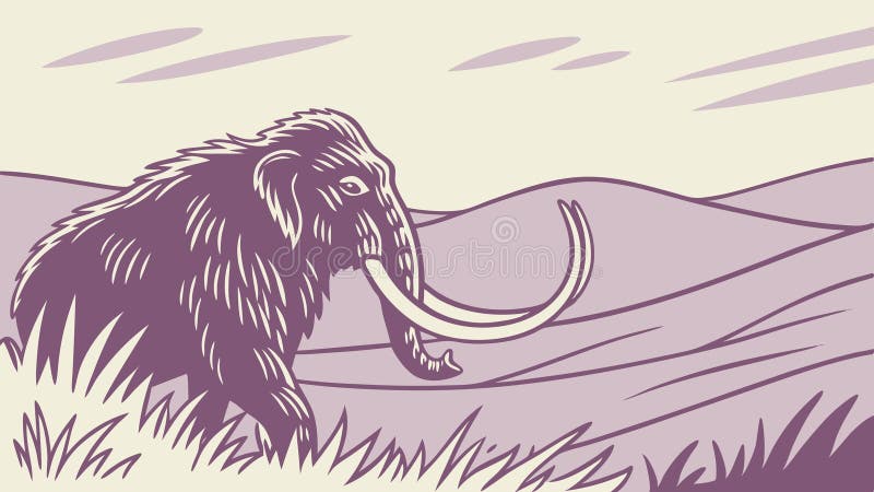 Mammoth in Abstract Landscape, Vector Design Generative AI Stock Vector ...
