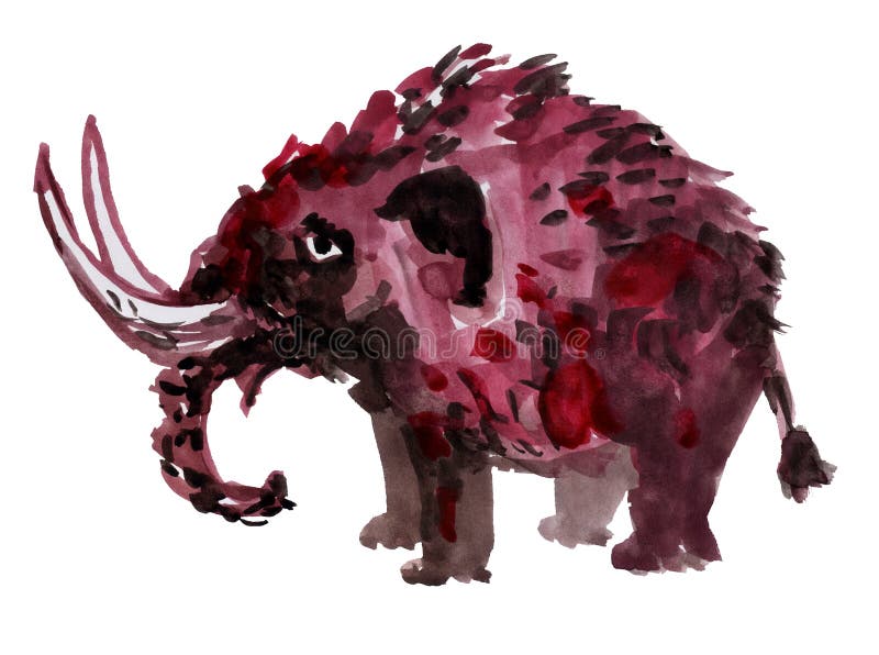 Mammoth Cartoon Style, Ink Drawing. Stock Illustration - Illustration ...