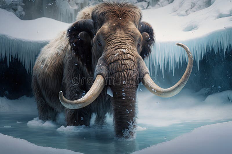 Mammoth Froze in the Ice. Generative AI Stock Illustration ...