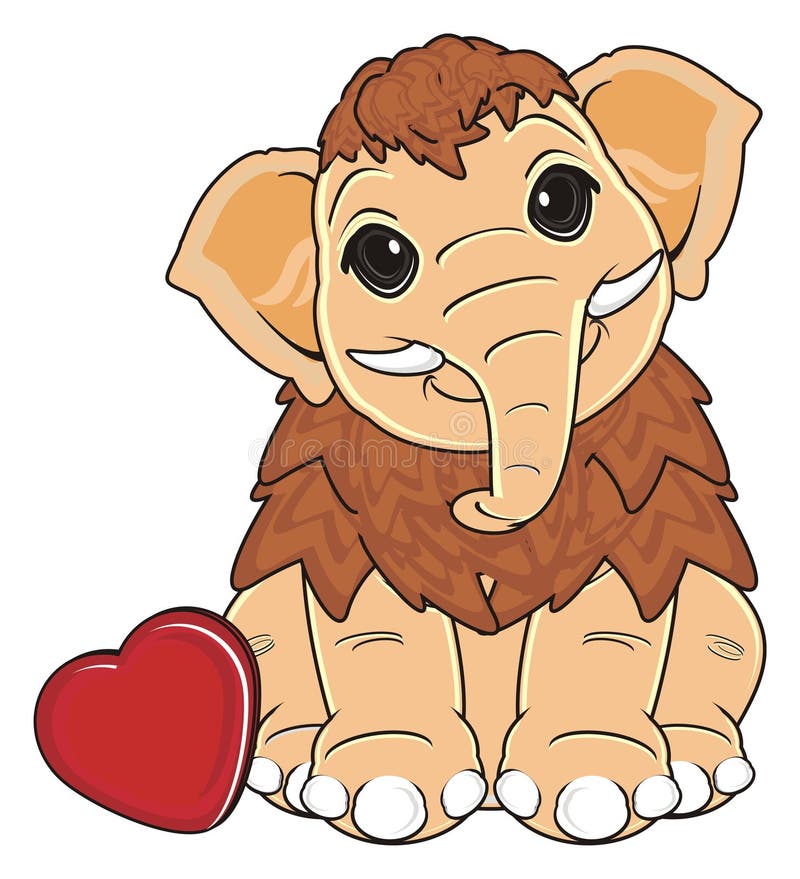 Mammoth with heart stock illustration. Illustration of character - 85103055