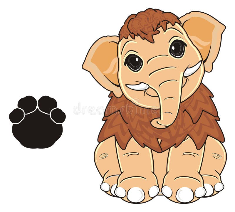 Mammoth with his footprint stock illustration. Illustration of weight - 85135856