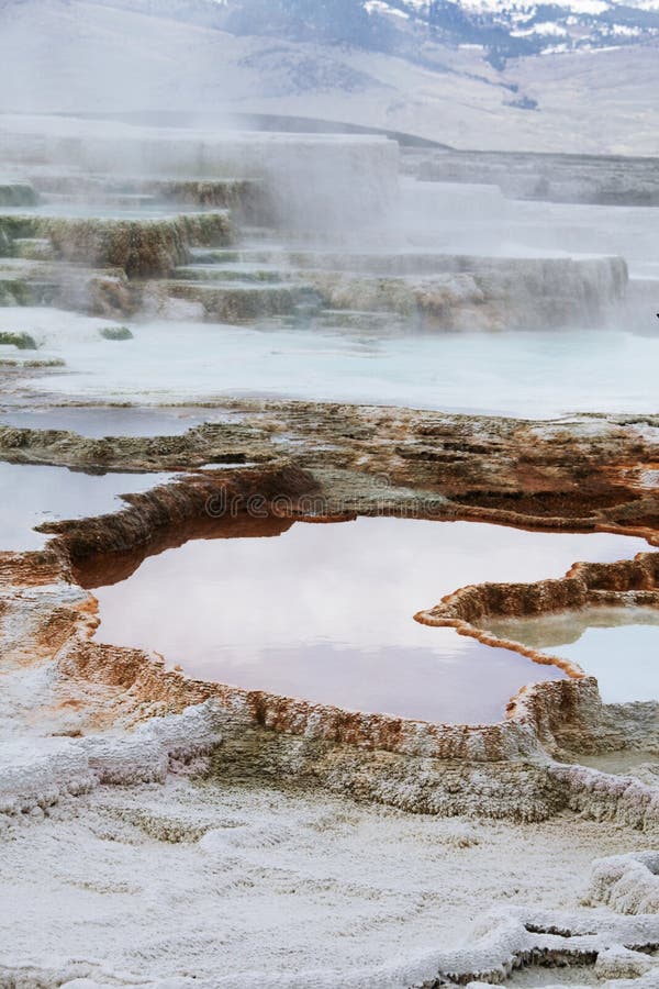 Mammoth Hot Spring in Yellowstone Stock Image - Image of limestone ...