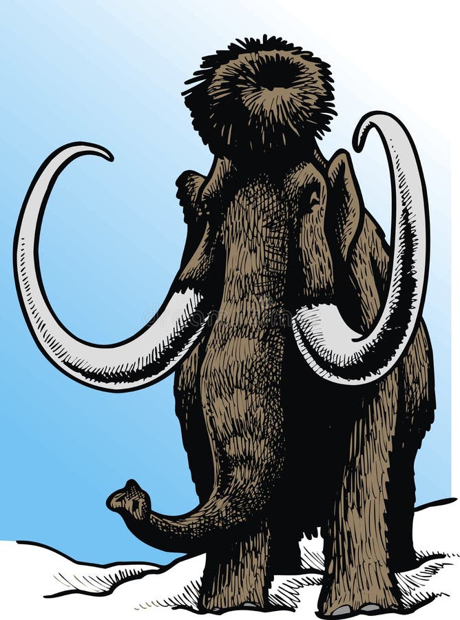 Blue Mammoth in a Seamless Pattern Design Stock Vector - Illustration ...